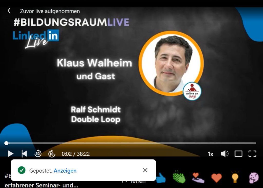 Klaus Wahlheim, Bildungsraum live, interviewt Ralf Schmidt zu neuen Formen von Marketing & Sales ...